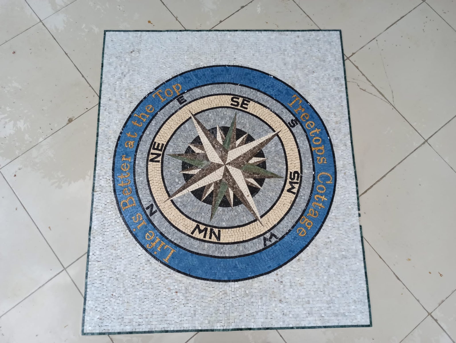 Custom Marble Mosaic Compass Rose Flooring Medallion Tiles ...