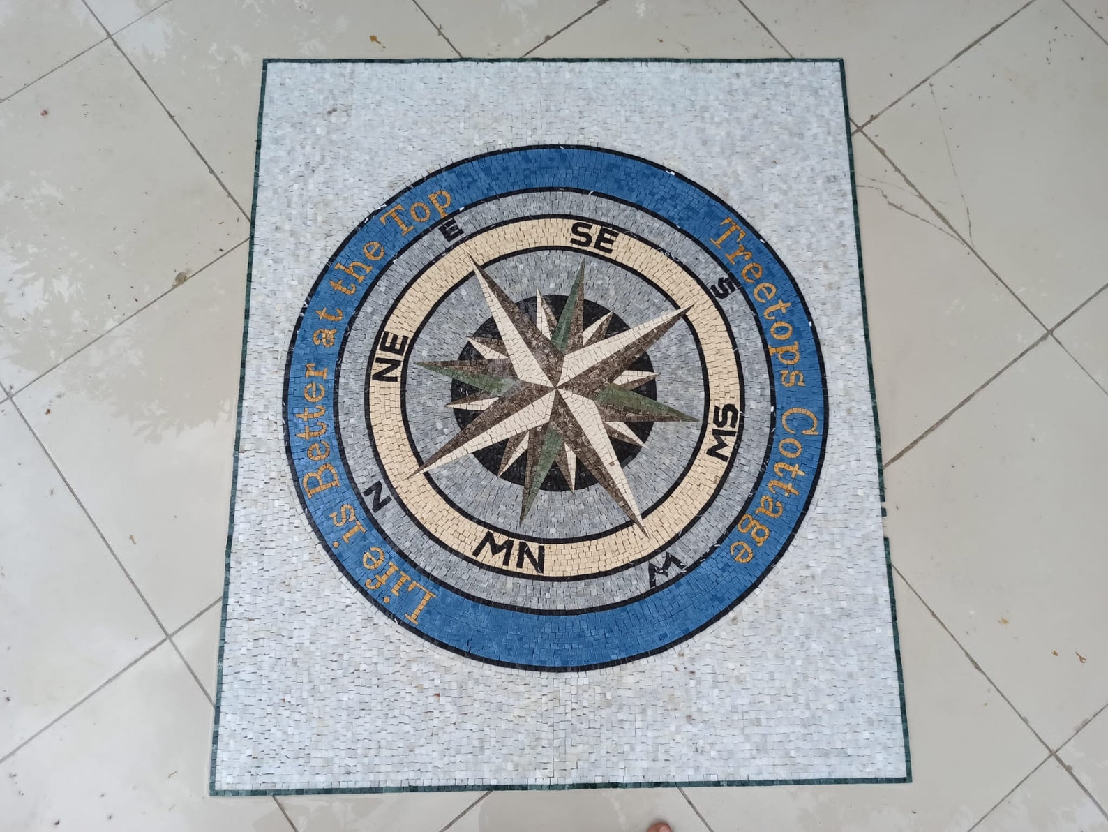 Custom Marble Mosaic Compass Rose Flooring Medallion Tiles ...