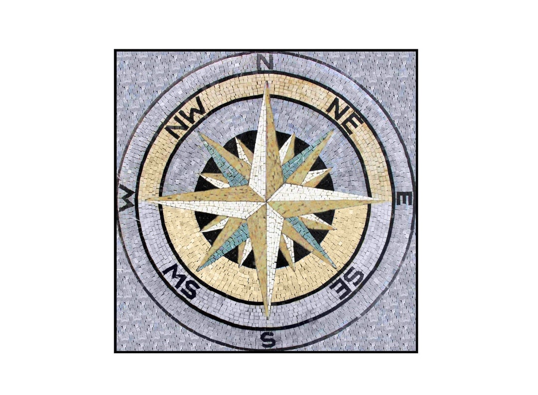 Square Compass Rose Nautical Marble Mosaic Medallion Flooring Tiles ...