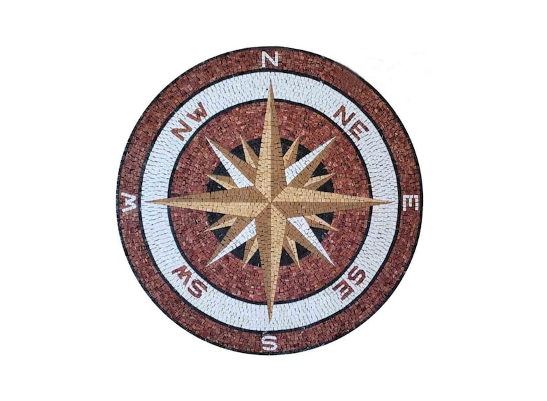 Round Compass Rose Nautical Marble Mosaic Medallion Flooring Tiles ...