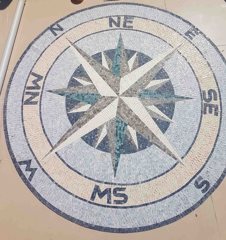 Backsplash Compass Rose Nautical Marble Mosaic Medallion - Etsy