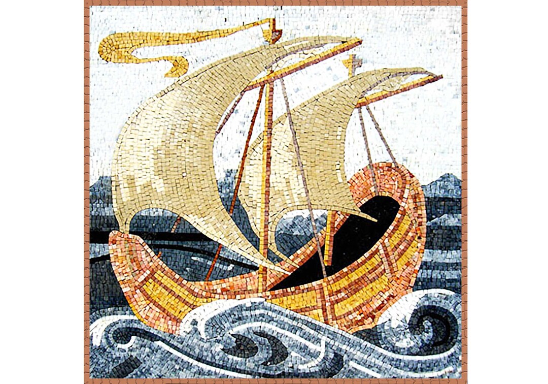 Custom Boat / Vessel Kitchen Backsplash Mural Marble Mosaic Tiles ...