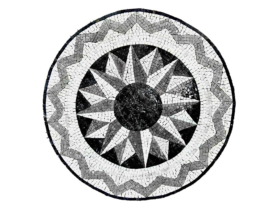 Compass Rose Nautical Marble Mosaic Kitchen Backsplash Medallion Tiles ...