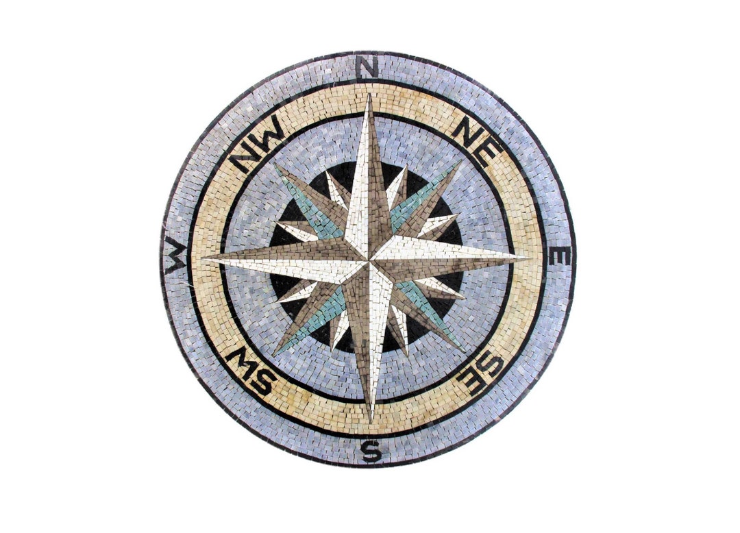 Backsplash Compass Rose Nautical Marble Mosaic Medallion Tiles ...
