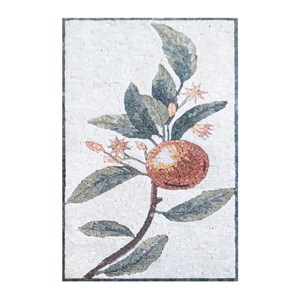 Orange Tree Backsplash Marble Mosaic Mural Art Tiles. Hand Cut Mosaic ...