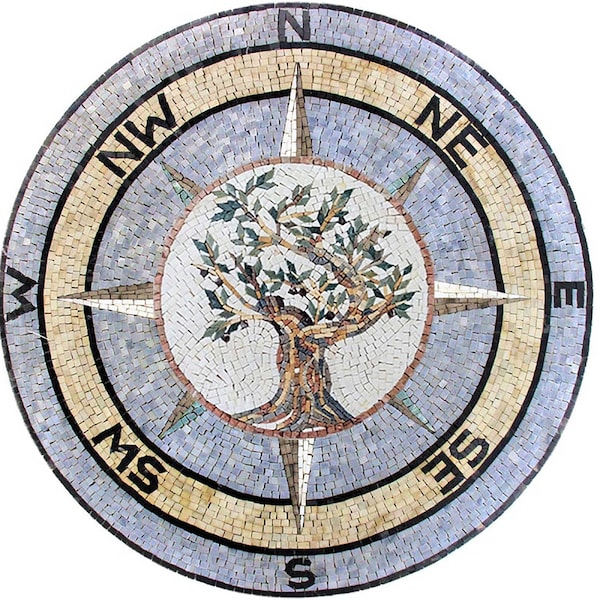 Compass Rose Mosaic Tile - Etsy