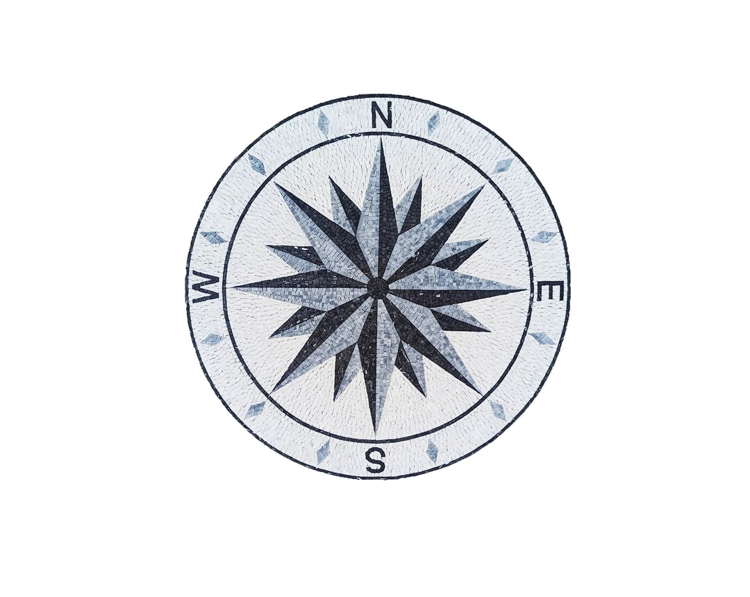 Driveway Compass Rose Nautical Marble Mosaic Medallion Flooring Tiles ...