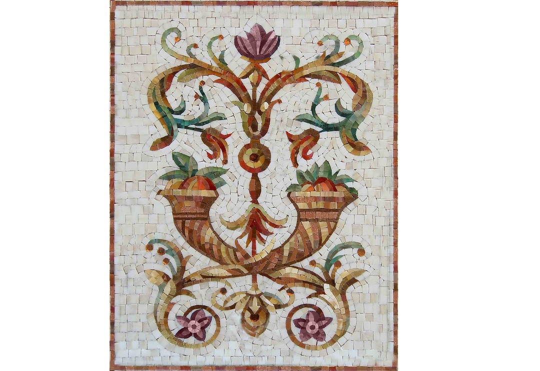 Italian Cornucopia Mural: Handcut Marble Mosaic Tile Art - Etsy UK