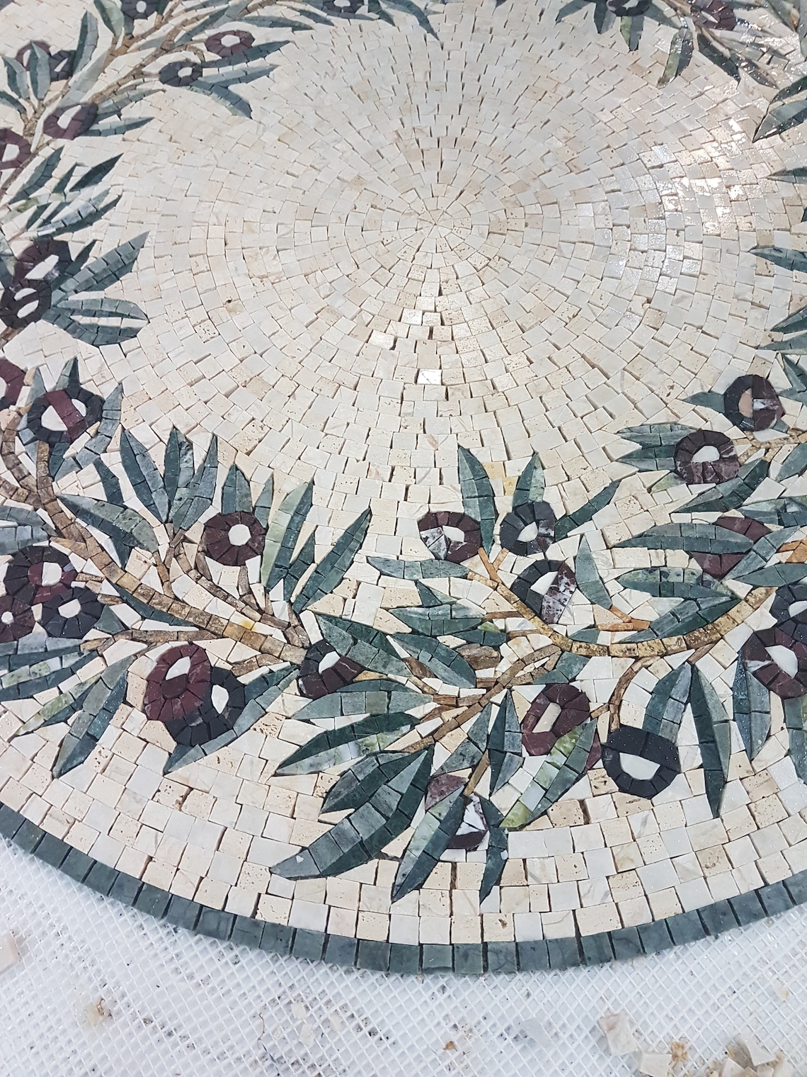 Olive Tree Branches Marble Mosaic Backsplash Tiles. Customization ...
