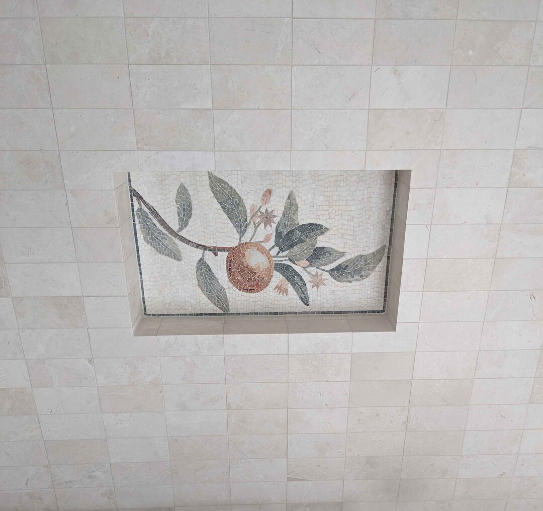 Orange Tree Backsplash Marble Mosaic Mural Art Tiles. Hand Cut Mosaic ...