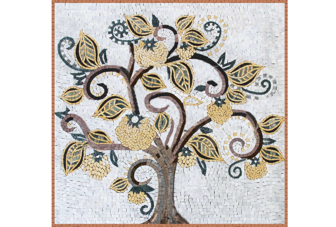 Tree of Life Kitchen Backsplash Marble Mosaic Tiles. Handcrafted Mosaic ...