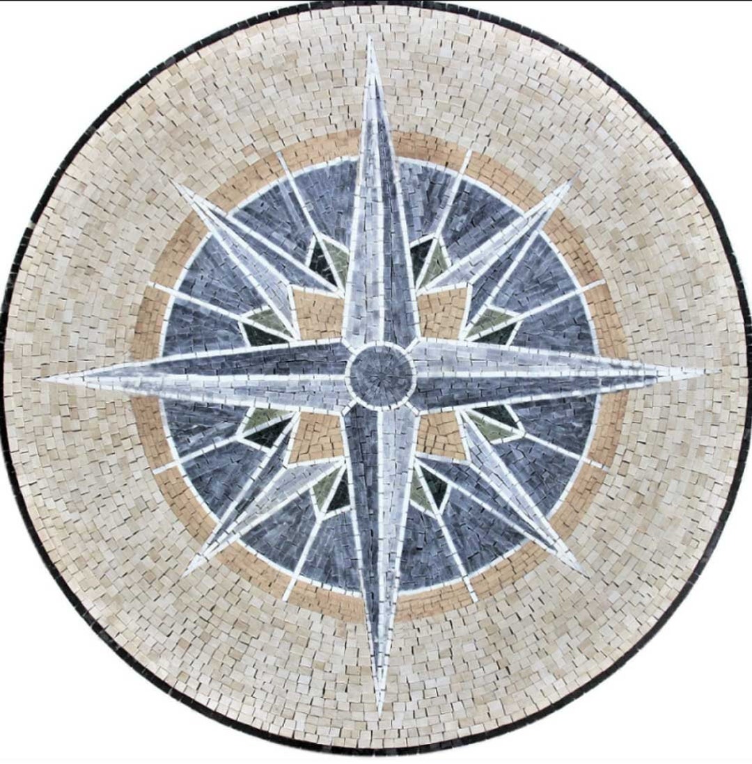 Backsplash Compass Rose Nautical Marble Mosaic Medallion Tiles ...