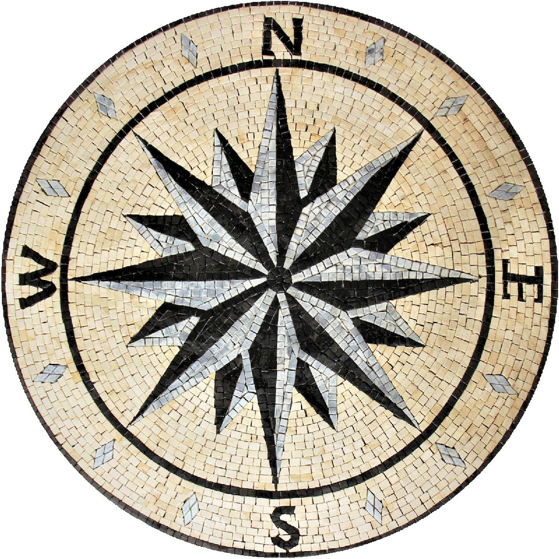 Compass Rose Nautical Marble Mosaic Medallion Flooring Tiles Etsy