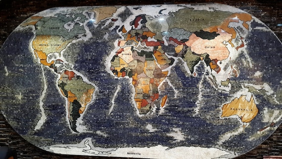 World Map Marble Mosaic Tiles. Custom Maps or Customization | Etsy