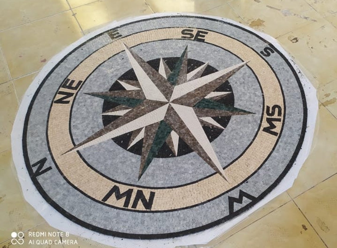 Backsplash Compass Rose Nautical Marble Mosaic Medallion - Etsy