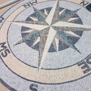 Backsplash Compass Rose Nautical Marble Mosaic Medallion Tiles ...