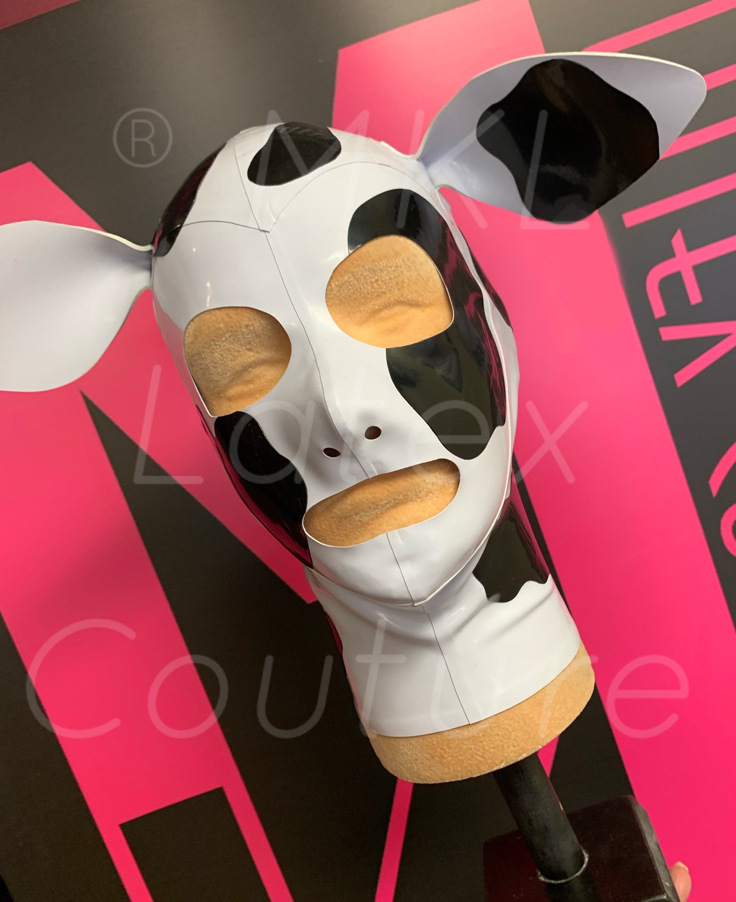 The Holstein Cow Latex Hood | Etsy