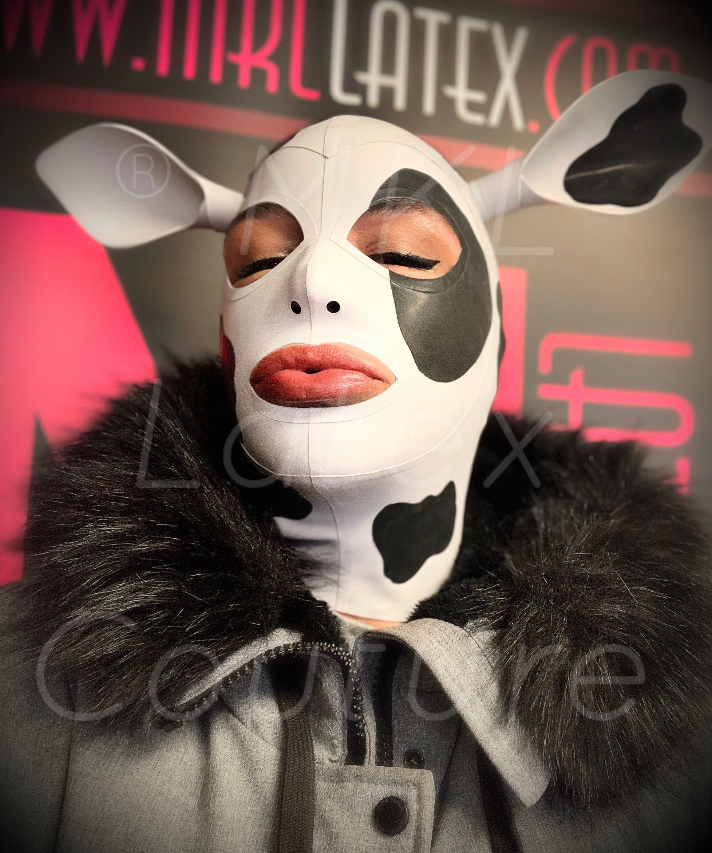 The Holstein Cow Latex Hood - Etsy