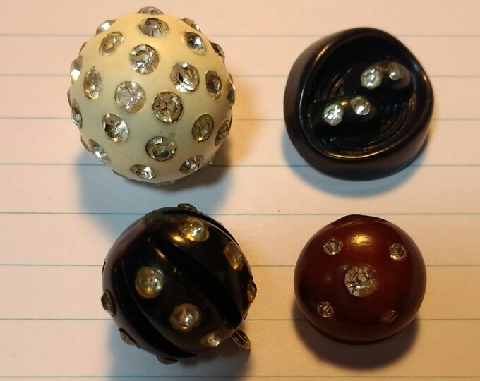 4 Vintage Bling Buttons - Etsy