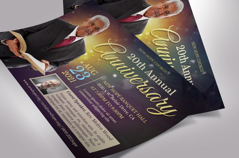 Starlight Pastor Anniversary Flyer Word Publisher Template V1 Pastor ...