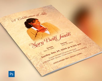 Blue Cloud Background Obituary Template Loving Funeral Program ...