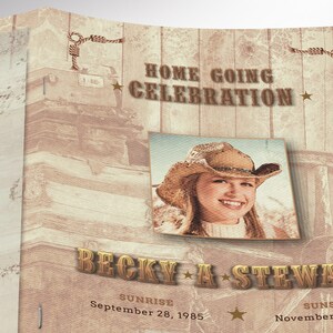 Country Western Funeral Program Template Set, Word Publisher, Brown ...