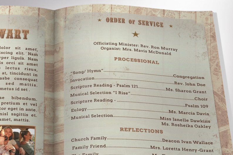 Country Western Funeral Program Template Set, Word Publisher, Brown ...