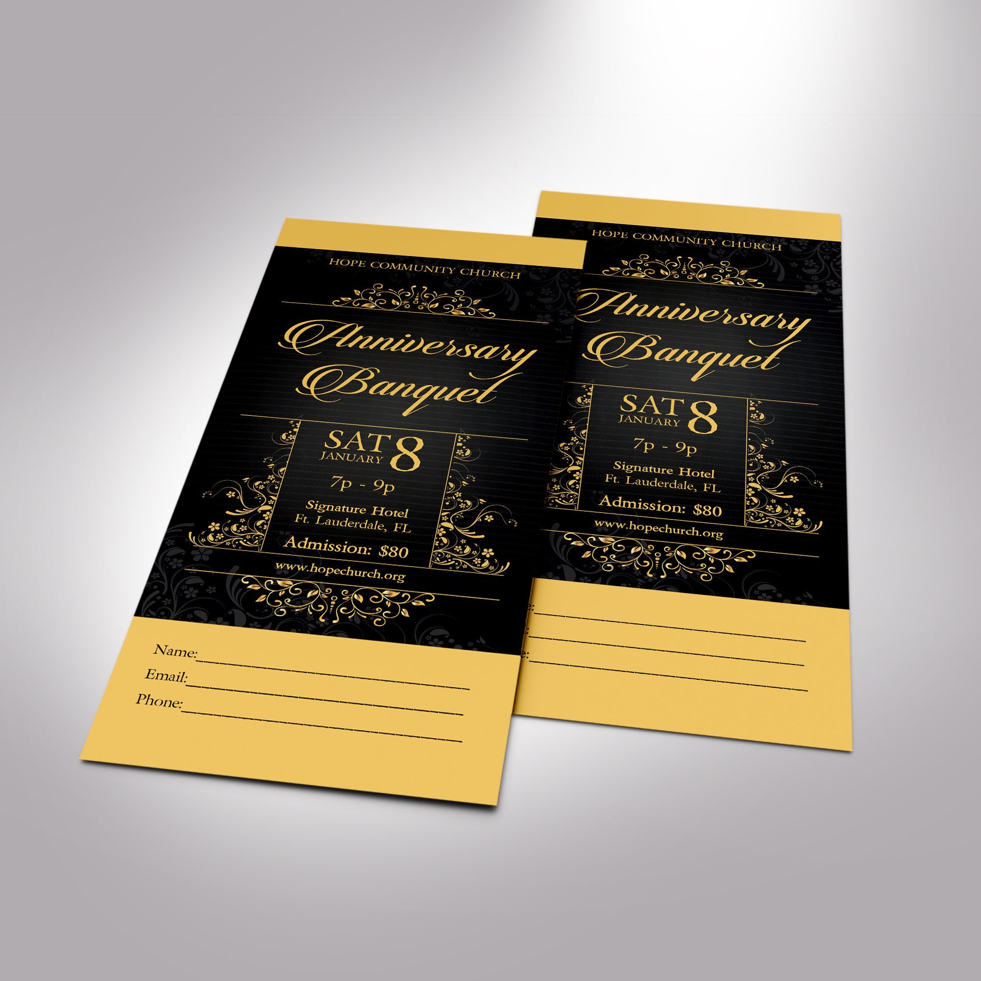 Golden Anniversary Banquet Ticket Template, Word and Publisher, Black ...