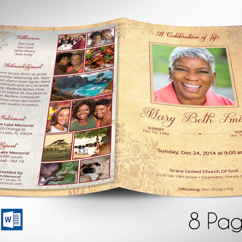 Burgundy Funeral Program Booklet - Etsy