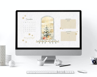 Christmas Desktop Wallpaper Organizer Minimal Winter Theme - Etsy