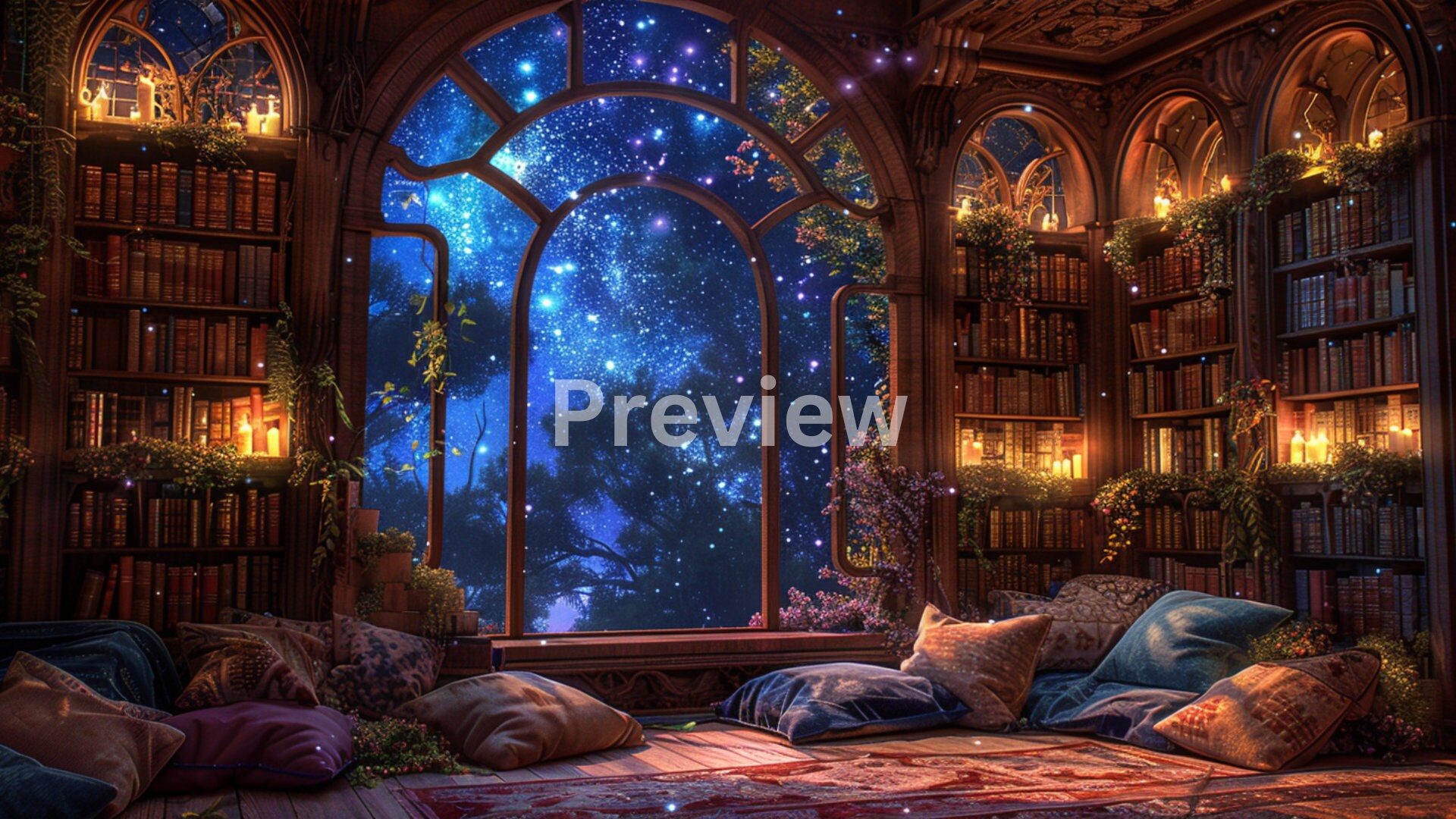 Reading Nook in Velaris Desktop Wallpaper ACOTAR ACOMAF Fanart Night ...