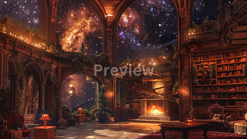 Library in Velaris Desktop Wallpaper ACOTAR ACOMAF Fanart Night Court ...