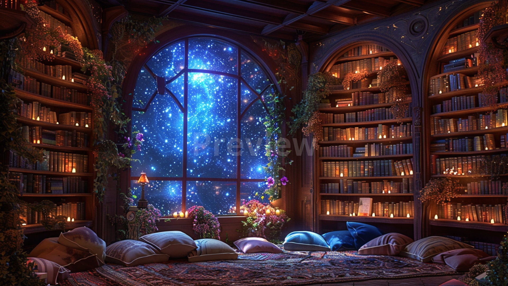 Reading Nook in Velaris Desktop Wallpaper ACOTAR ACOMAF Fanart Night ...