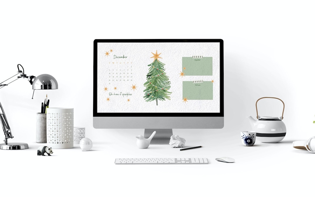 Christmas December 2023 Desktop Calendar and Organizer Instant Download ...