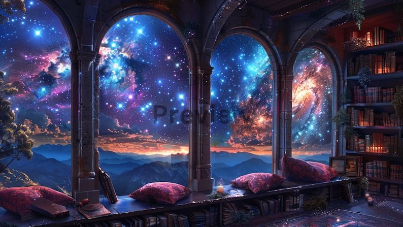 Reading Nook in Velaris Desktop Wallpaper ACOTAR ACOMAF Fanart Night ...