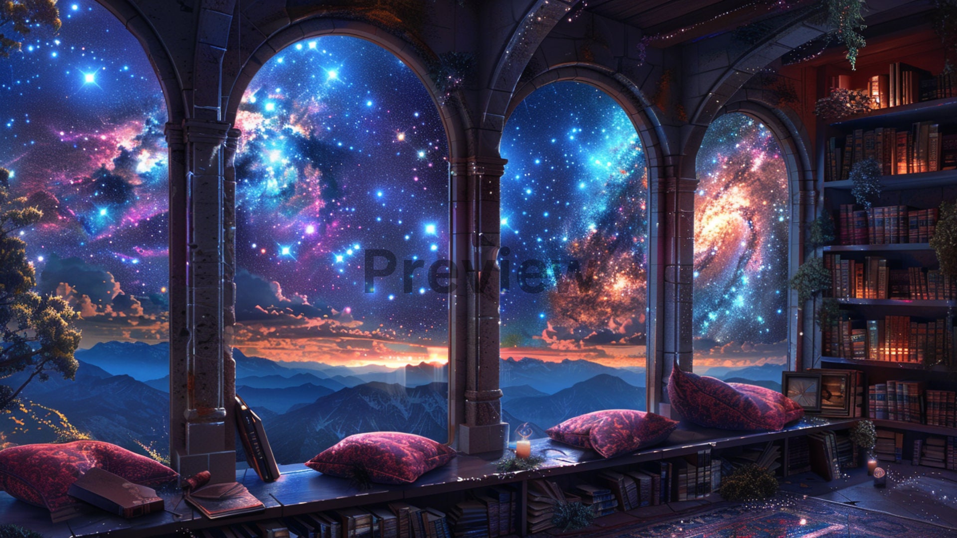 Reading Nook in Velaris Desktop Wallpaper ACOTAR ACOMAF Fanart Night ...