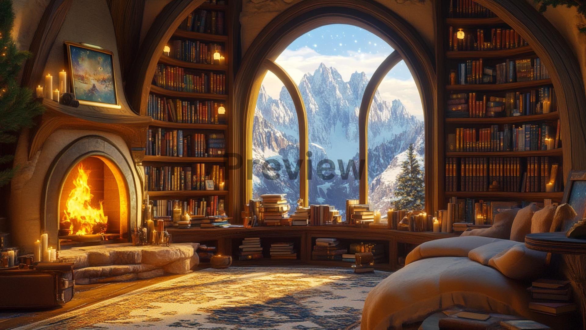 Cozy Reading Nook in Velaris Desktop Wallpaper ACOTAR ACOMAF Fanart ...