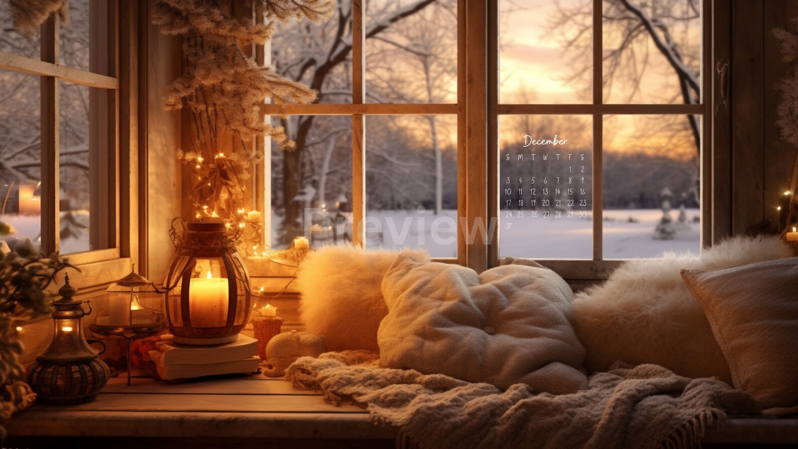 Christmas Window December 2023 Desktop Calendar Wallpaper - Etsy