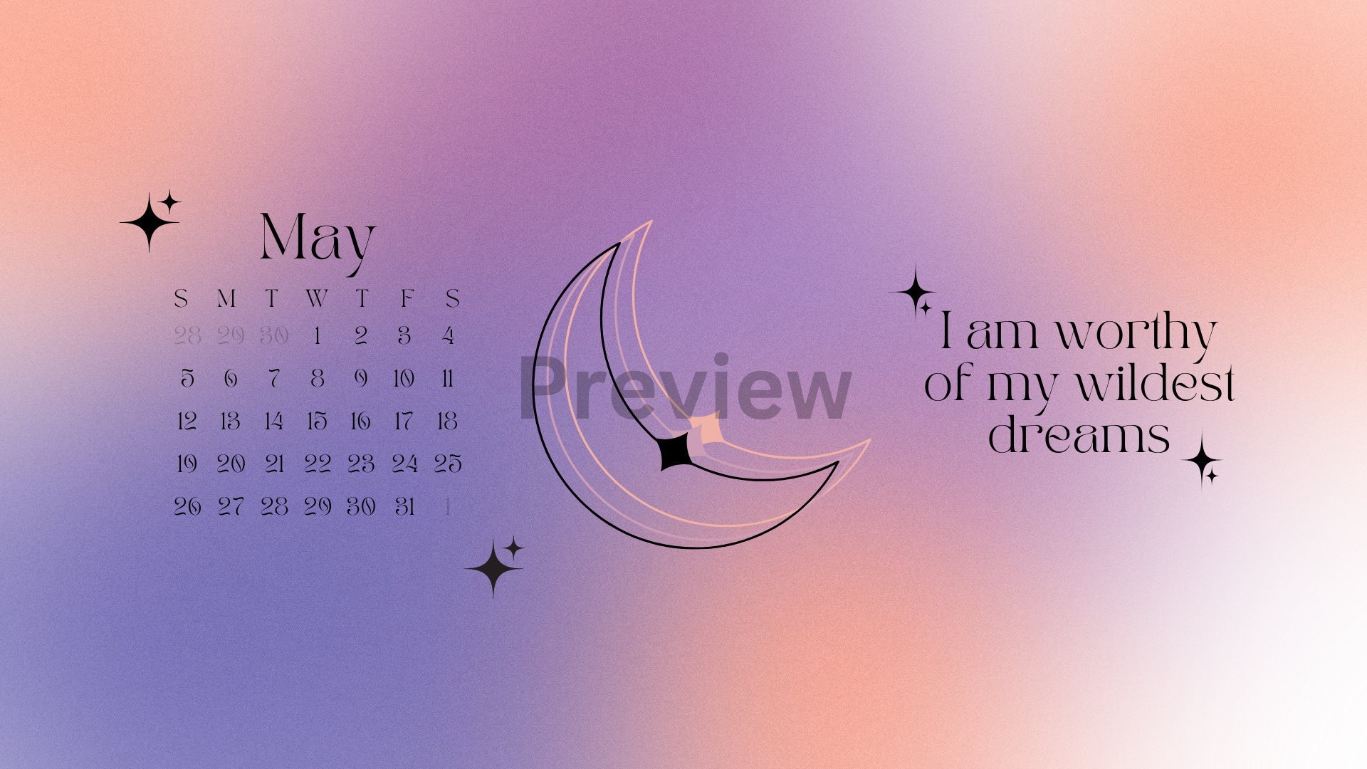 May 2024 Desktop Calendar Wallpaper Instant Download Wallpaper - Etsy