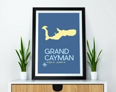 Grand Cayman Island Map Poster Grand Cayman Art Print Grand - Etsy