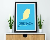 Grenada Map Travel Poster Grenada Art Print Grenada Poster - Etsy