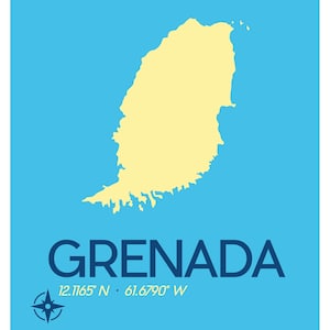 Grenada Map Travel Poster - 8x10" Instant Download and Print - Grenada ...