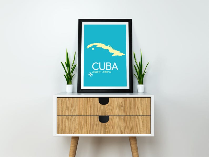 Cuba Map Poster for Travellers and Vacationers - Cuba Art Print, Cuba ...