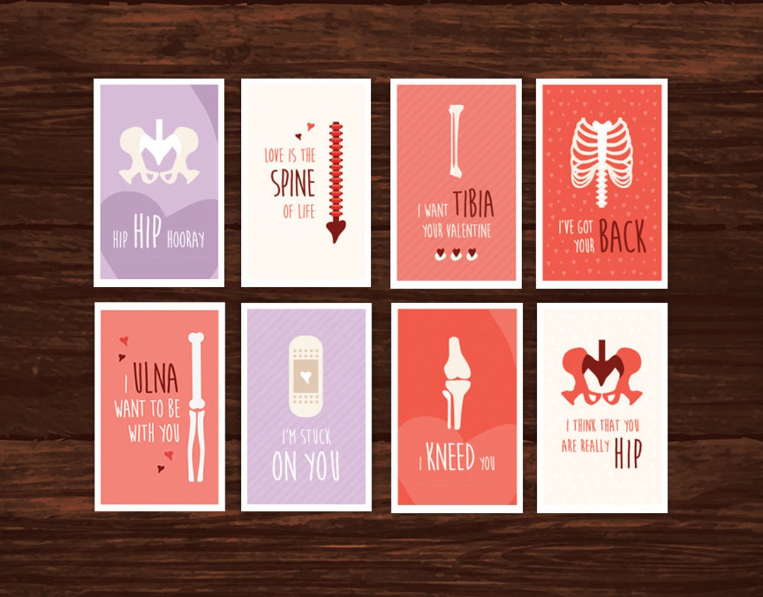 Funny Medical/bones Valentine's Day Card Download 8 Printable Cards ...