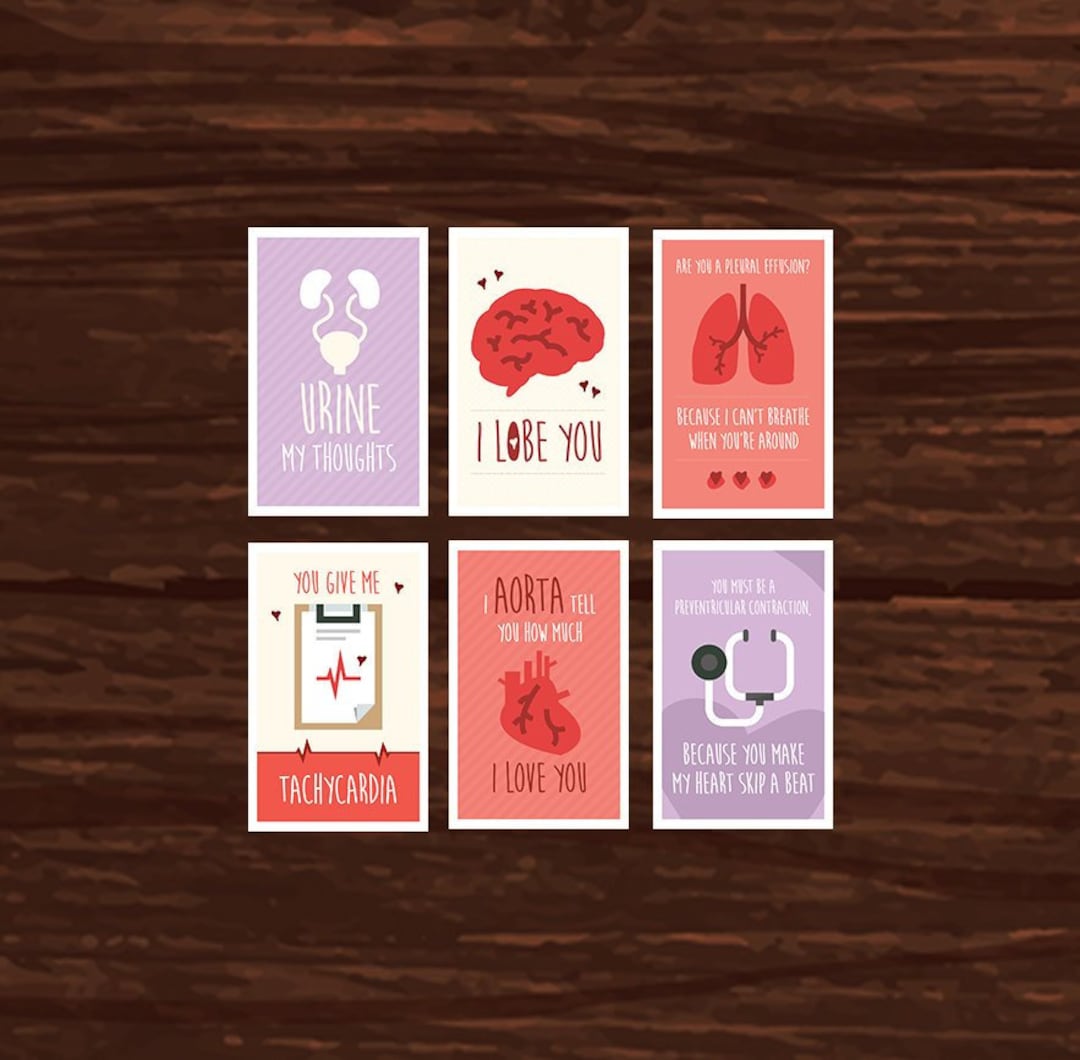 6-pack of Funny Medical Valentine's Day Cards Download and Print 6-pack ...