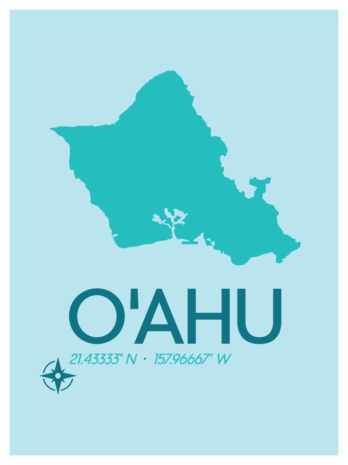 O'ahu Poster 8x10 Instant Download O'ahu Hawaii Art Print, Minimalist ...