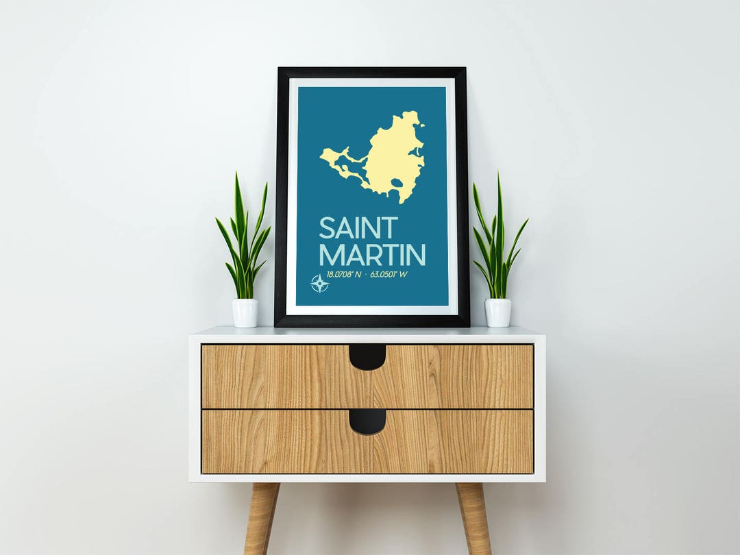 Saint Martin Map Print Saint Martin Poster, Saint Martin Caribbean ...