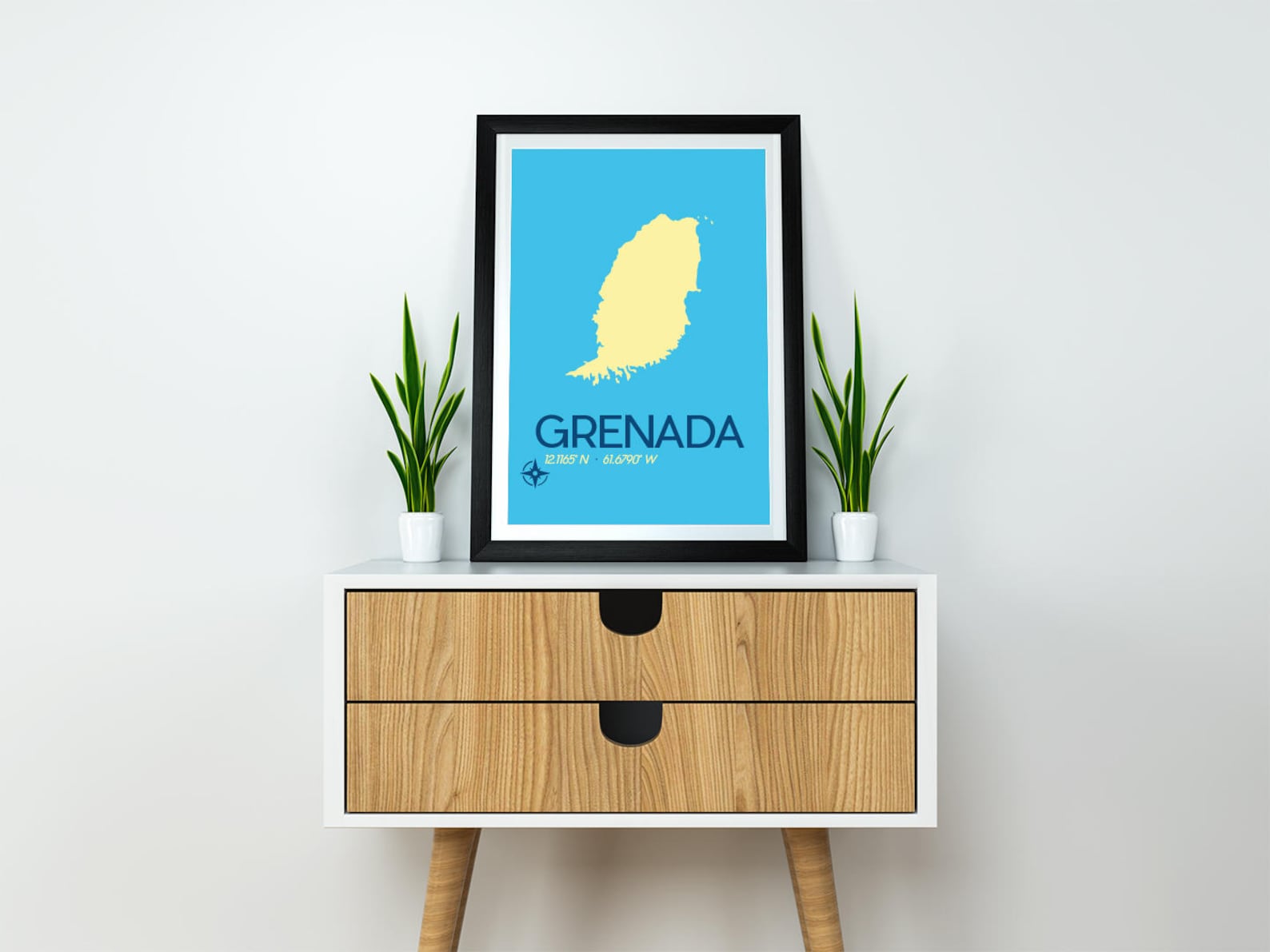 Grenada Map Travel Poster Grenada Art Print, Grenada Poster, Minimalist ...