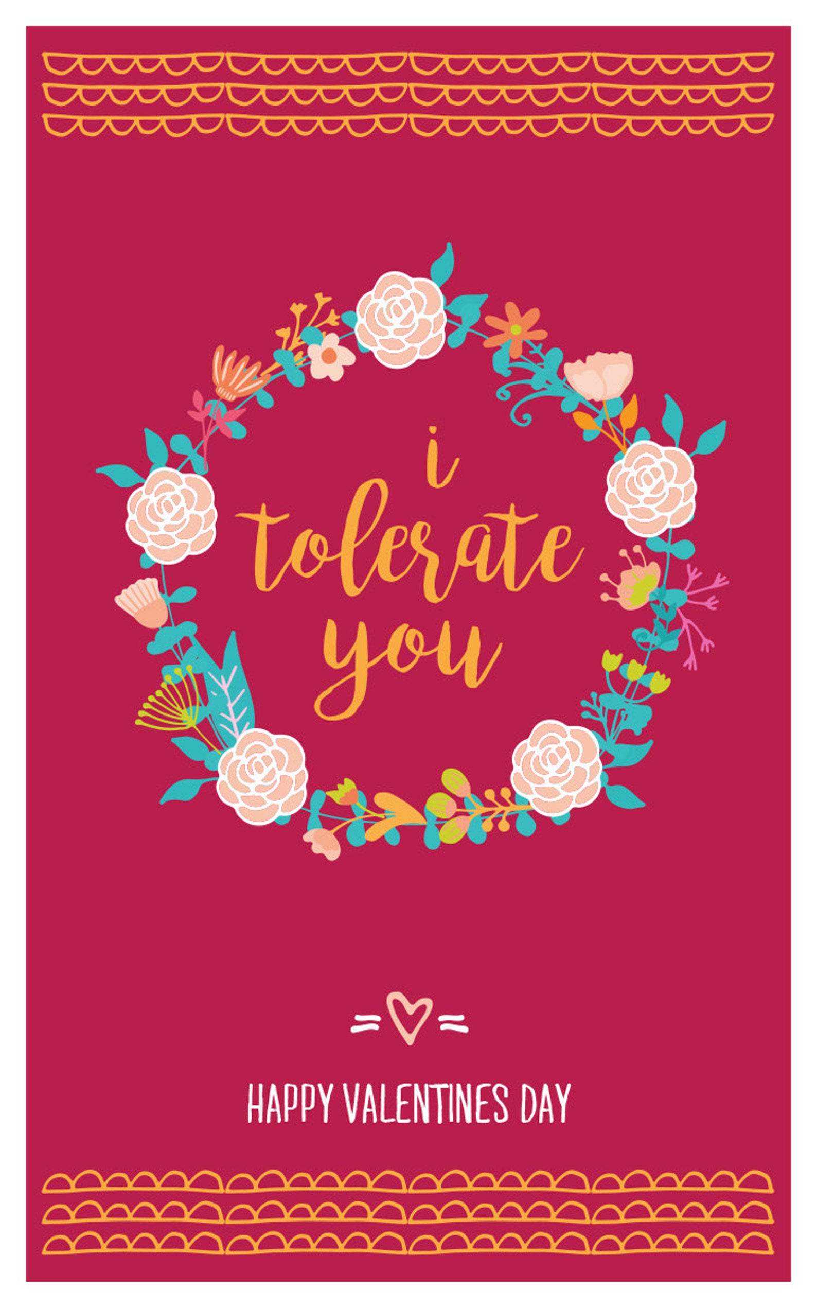 Sarcastic Valentine Card 4-pack Download i Tolerate You, you Suck Less ...