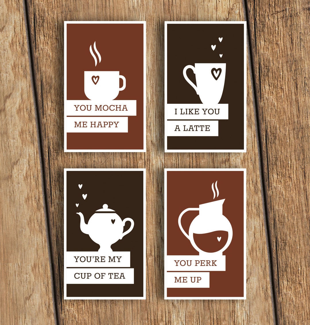 Funny Coffee-themed Valentine's Day Card 4-pack Download and Print ...